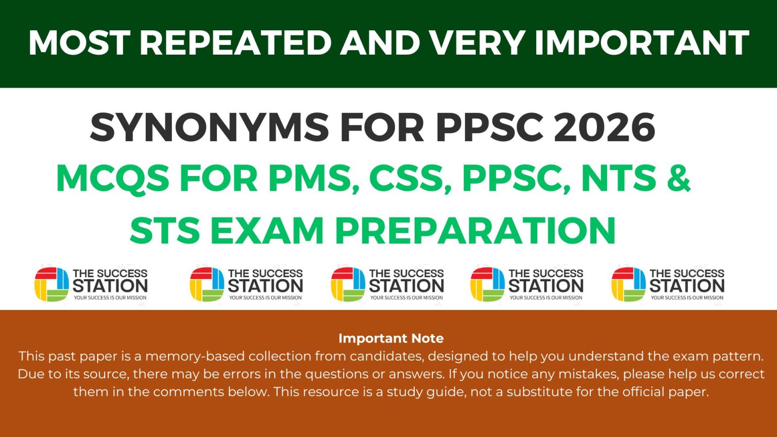 Most Repeated and Very Important Synonyms for PPSC 2026 - The Success ...